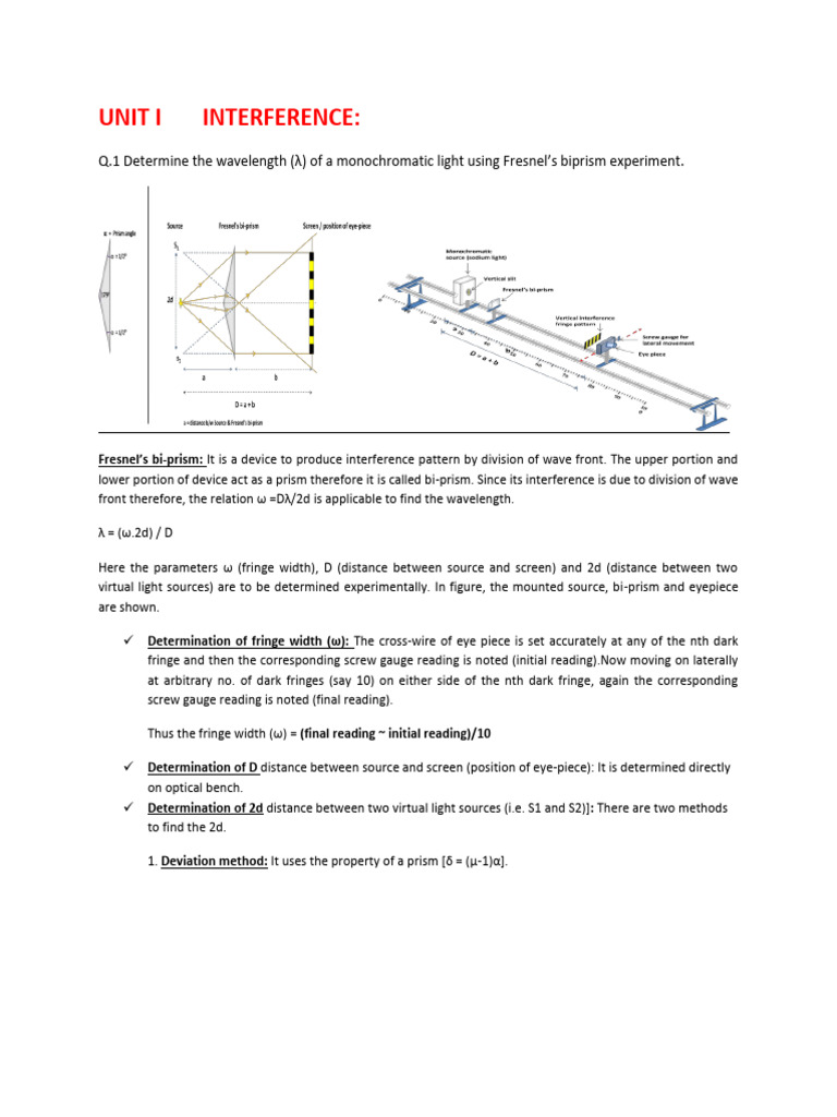Interference notes | PDF | Optics | Wavelength