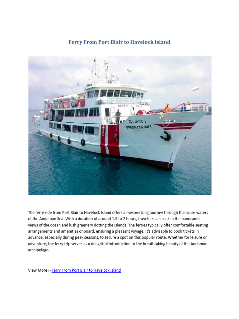 Ferry Ride: Port Blair to Havelock | PDF | Social Science | History