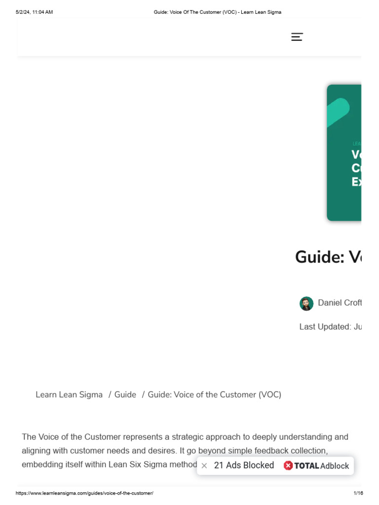 Guide - Voice of The Customer (VOC) - Learn Lean Sigma | PDF | Survey ...