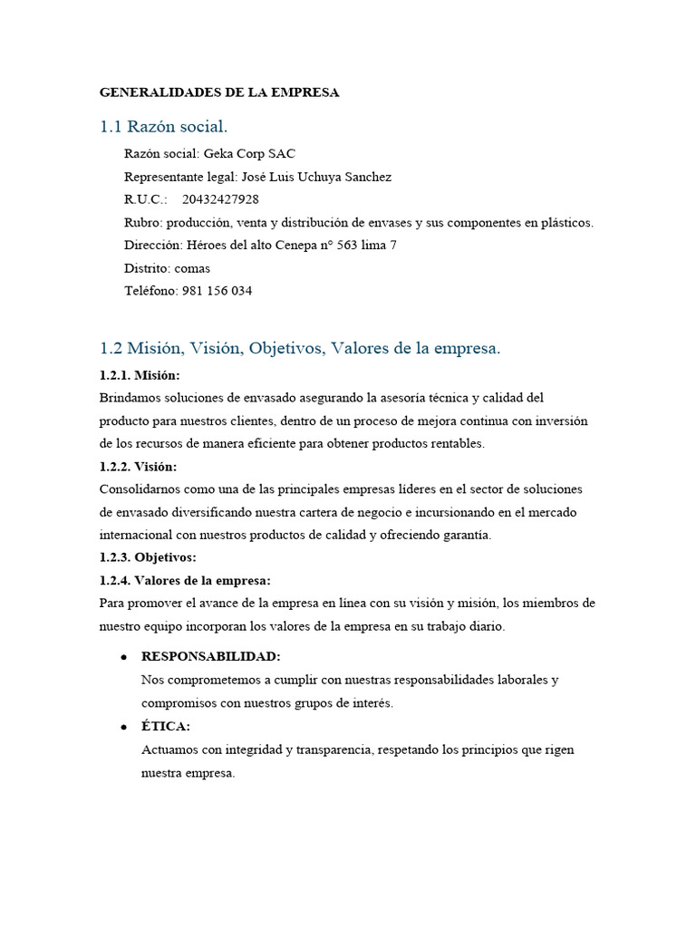 GENERALIDADES DE LA EMPRESA | PDF | Business | Economias