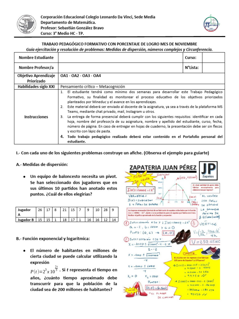 3° A-B HC TP Matematica - Guia Formativa Noviembre | PDF | Maestros