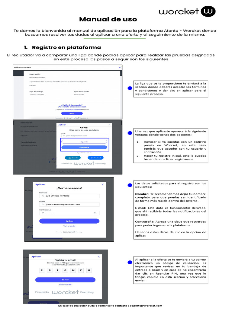 Manual Pruebas Worcket | PDF | Contraseña | Informática