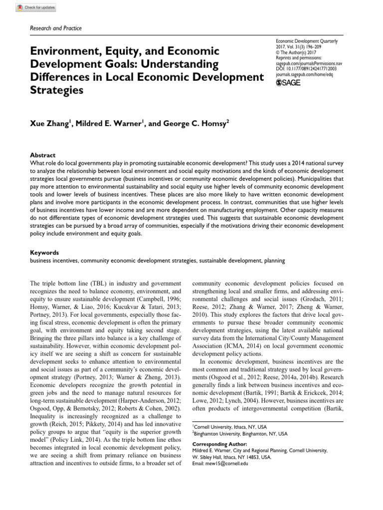 Zhang Et Al 2017 Environment Equity and Economic Development Goals ...