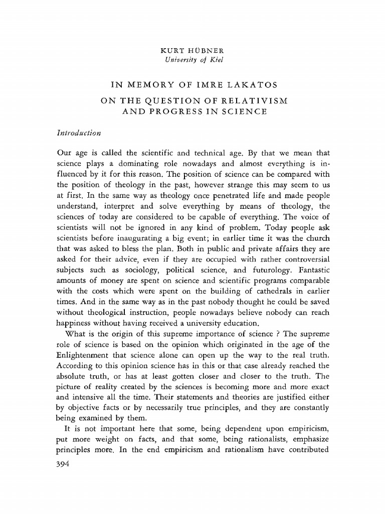 In Memory of Imre Lakatos | PDF | Theory | Science