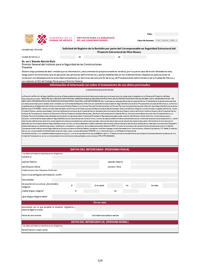 Formato Instituto 2024 Isc | Descargar gratis PDF | México