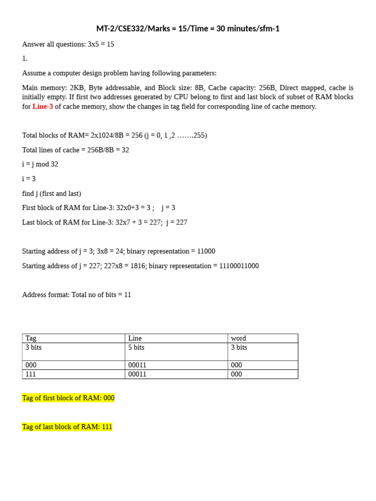 Solution MT 2 April 16 Spring 2022 NSU | Download Free PDF | Cpu Cache | Central Processing Unit