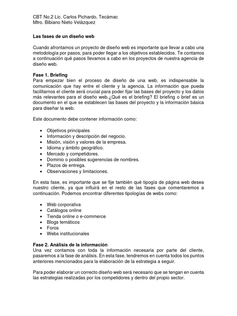 Las Fases De Un Diseño Web Bnietov Pdf Posicionamiento En