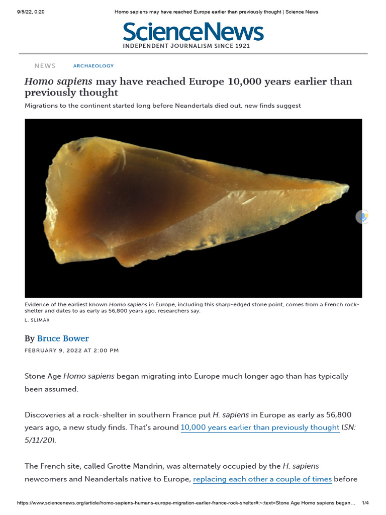Early Homo sapiens Migration to Europe | PDF | Neanderthal | Homo