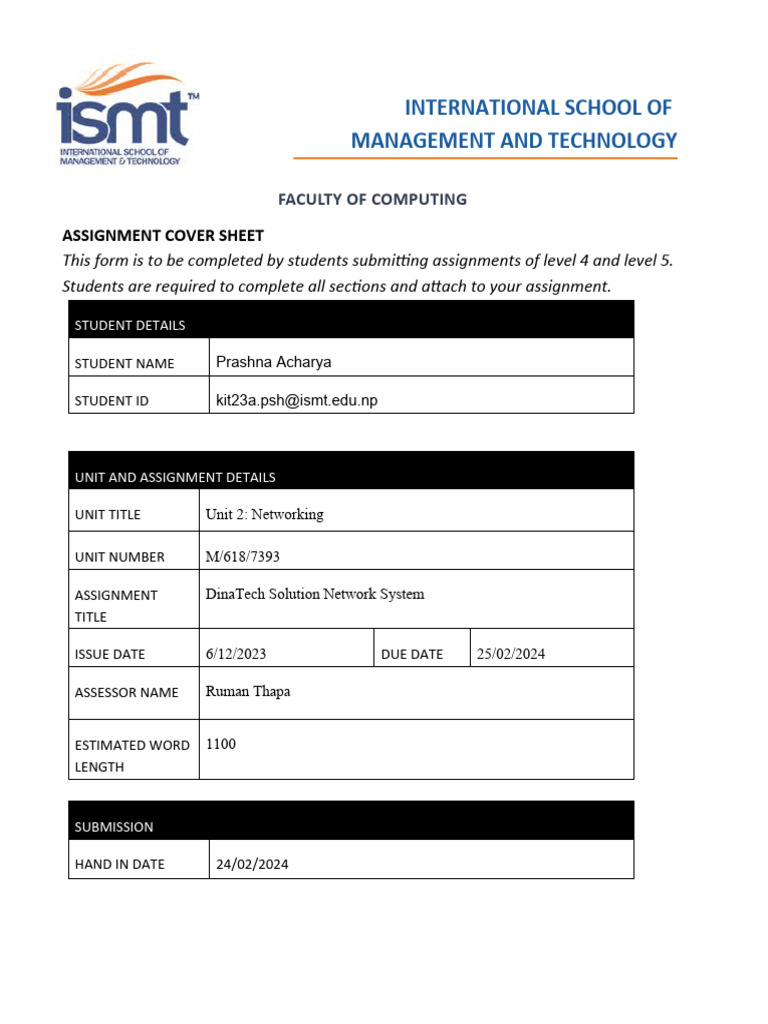 Networking Assignment | PDF | Computer Network | Network Topology