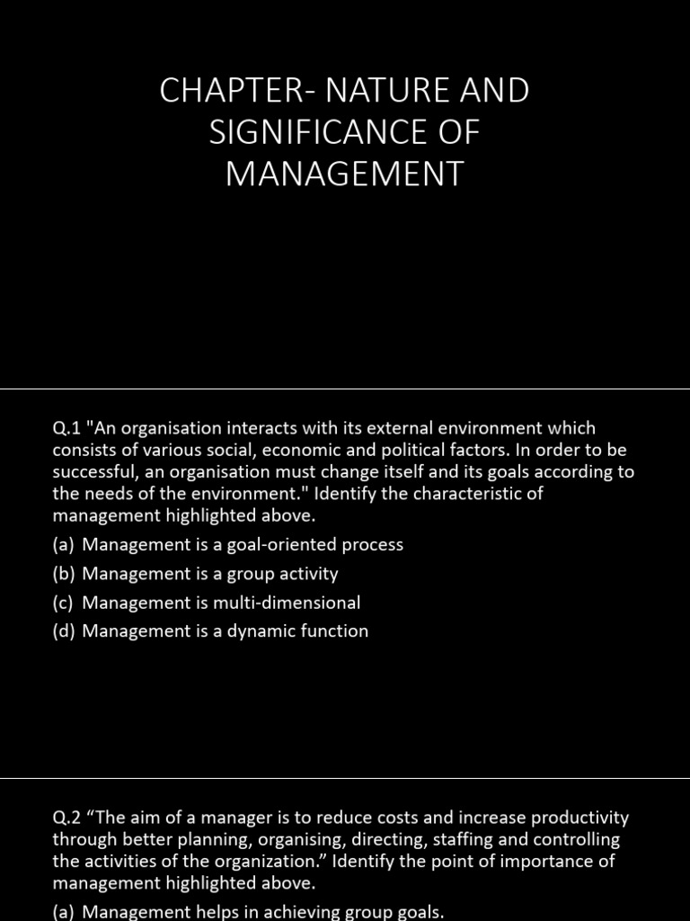 Nature and Significance of Management | PDF | Reason | Knowledge