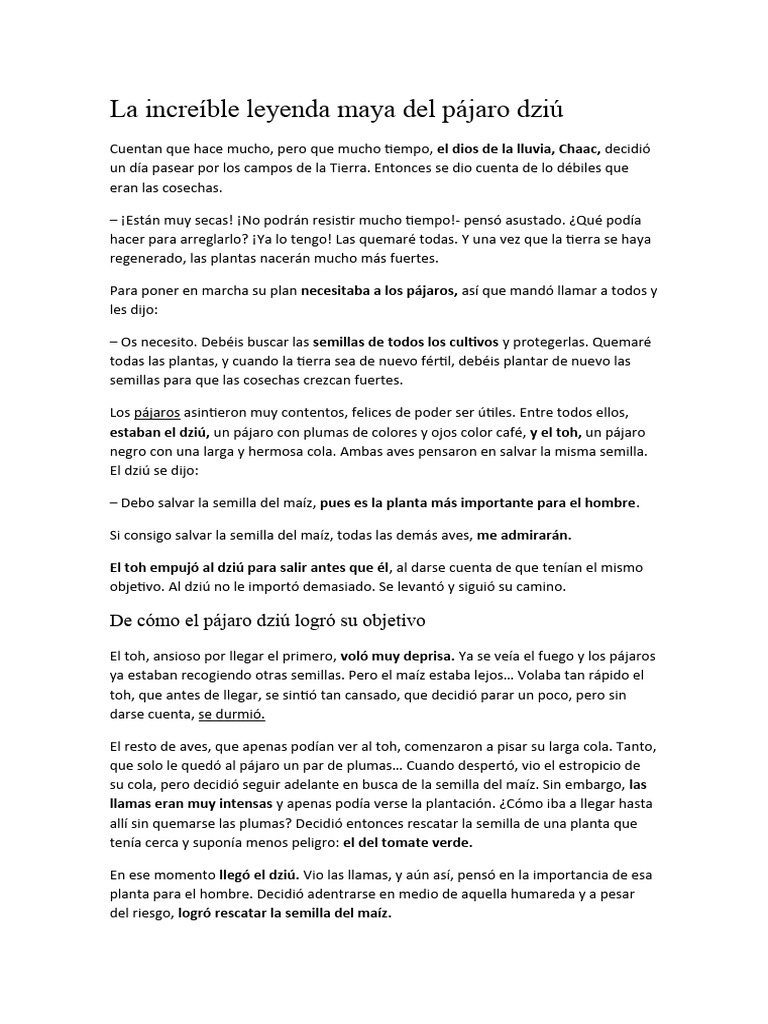 La increíble leyenda maya del pájaro dziú | PDF | Aves