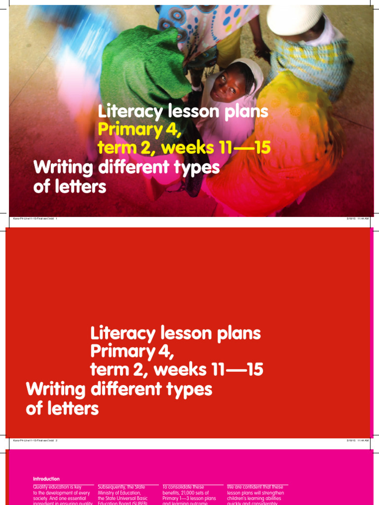 Kano Literacy Primary 4 Weeks 11 15 Term 2 Lesson Plan | Download Free ...