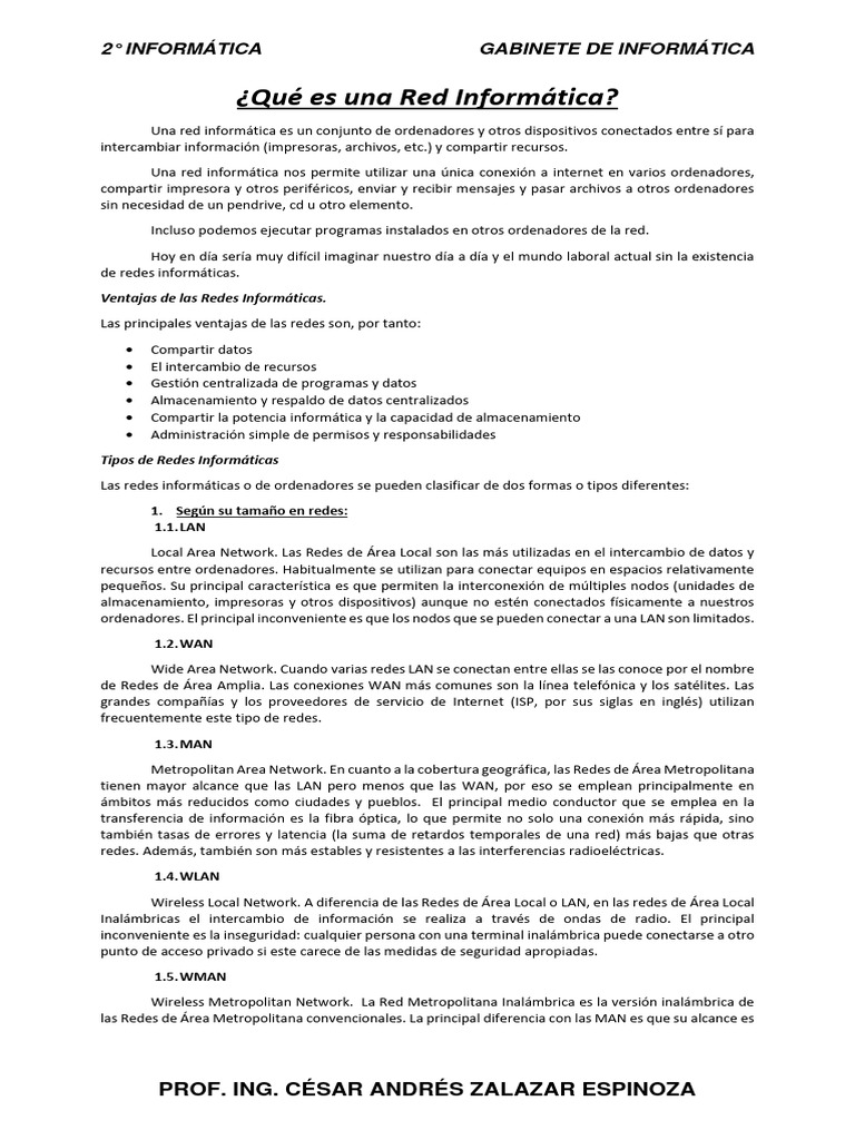 Redes Informáticas | PDF | Red de computadoras | Red inalámbrica