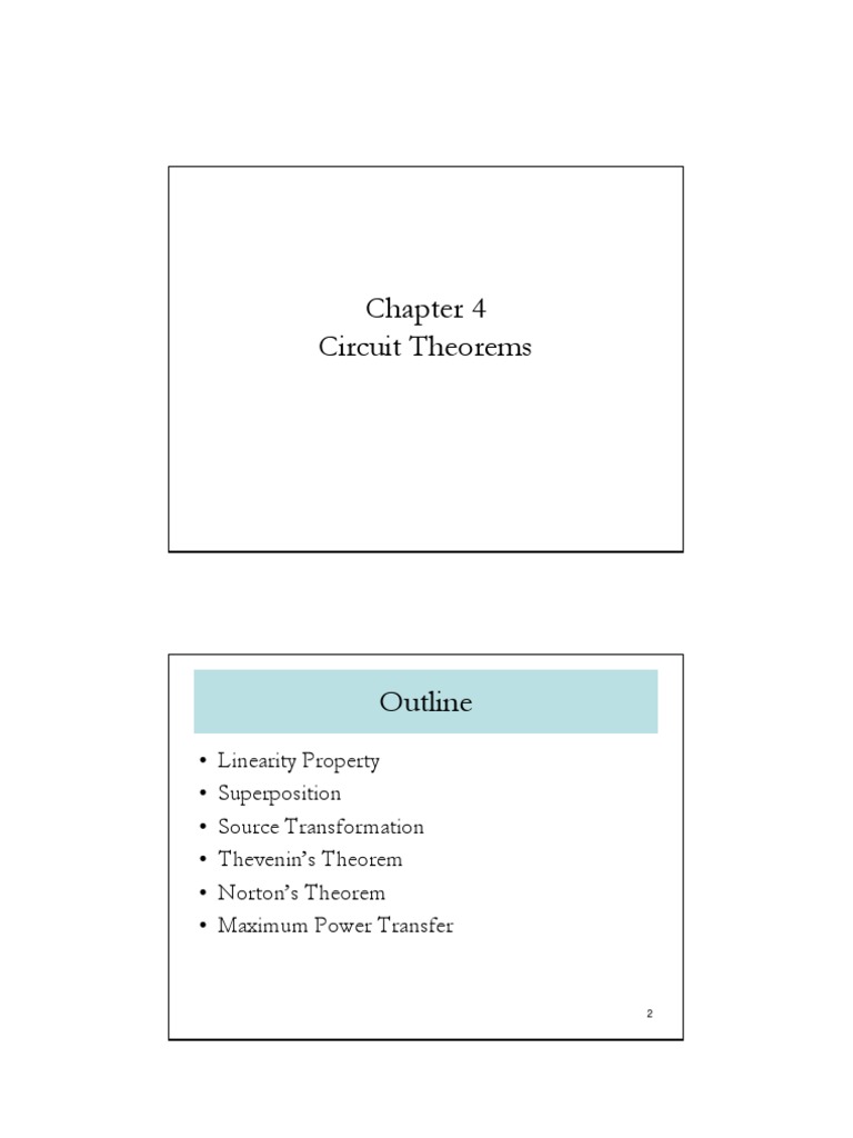 Chapter 4 - Circuit Theorems 2 Slides Per Page | PDF | Electrical Network | Series And Parallel ...