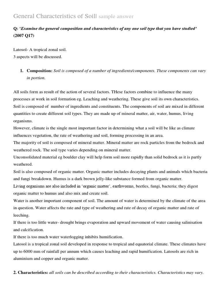 Latosol Soil: Composition and Characteristics | PDF | Soil | Organic Matter