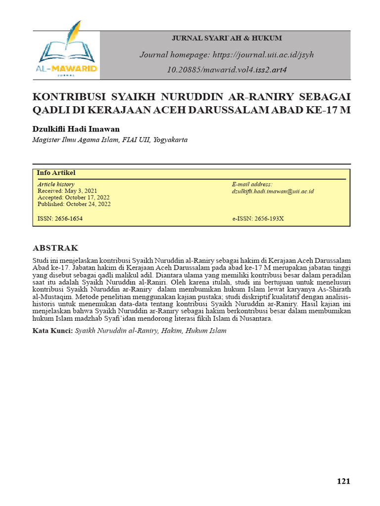 4-2 Art 4 Kontribusi Syaikh Nuruddin Ar-Raniry | PDF