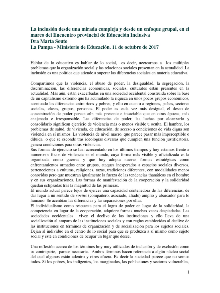 Tex To Marta Souto | PDF | Escuelas | Inclusión (Educación)