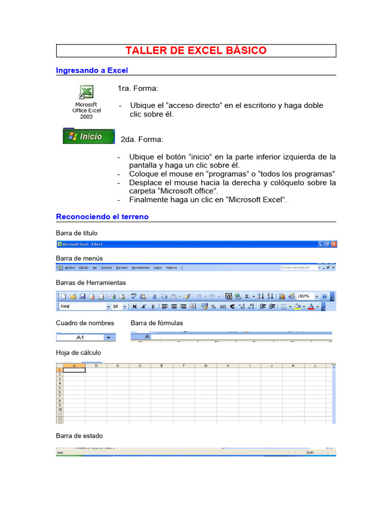 Taller de Excel Basico | PDF | Microsoft Excel | Hoja de cálculo