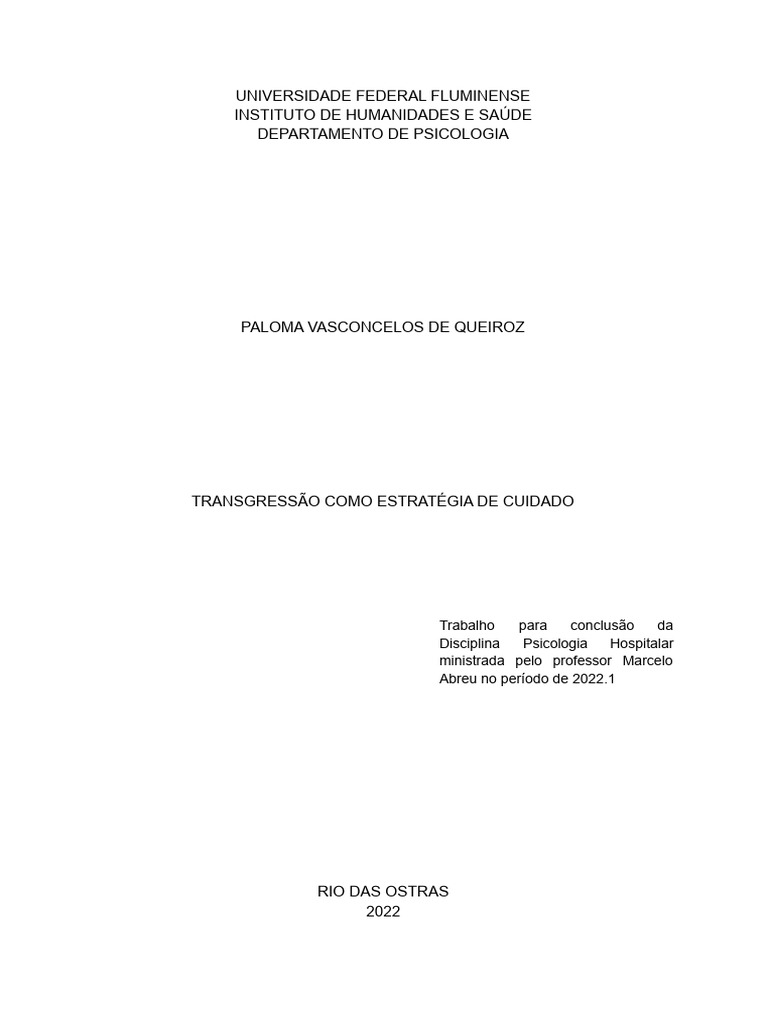 Transgressao Como Estrategia de Cuidado | PDF | Conhecimento | Hospital