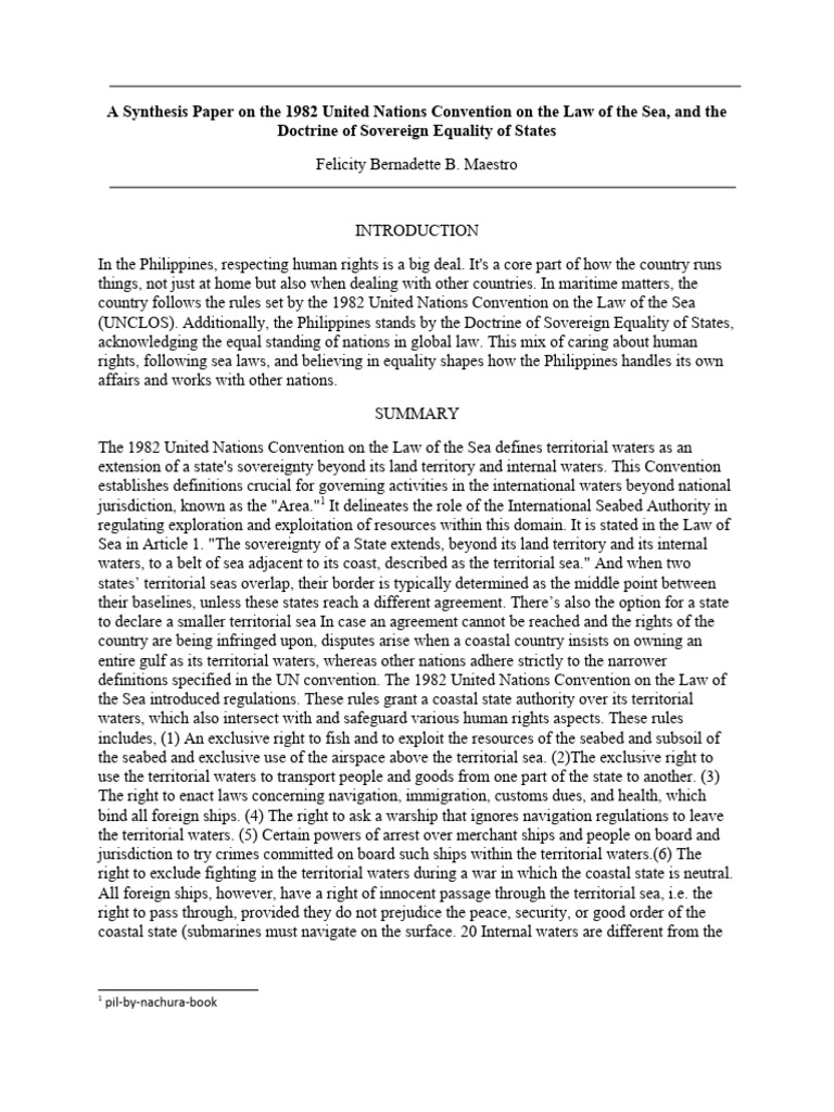 A Synthesis Paper On The 1982 United Nations Convention On The Law of ...