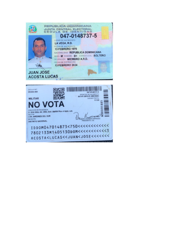 Cedula Juan Jose Acosta | PDF