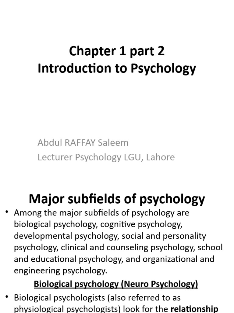 Intro to Psyc Ch1 Part 2 | PDF | Psychology | Clinical Psychology