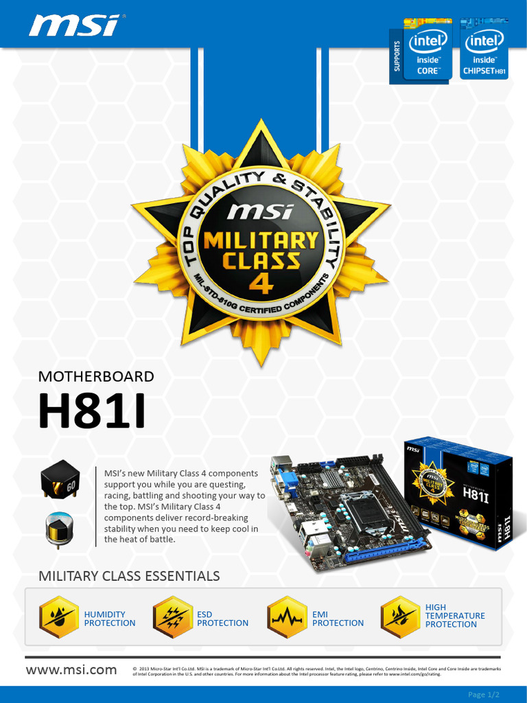 Motherboard: Military Class Essentials | PDF | Usb | Intel