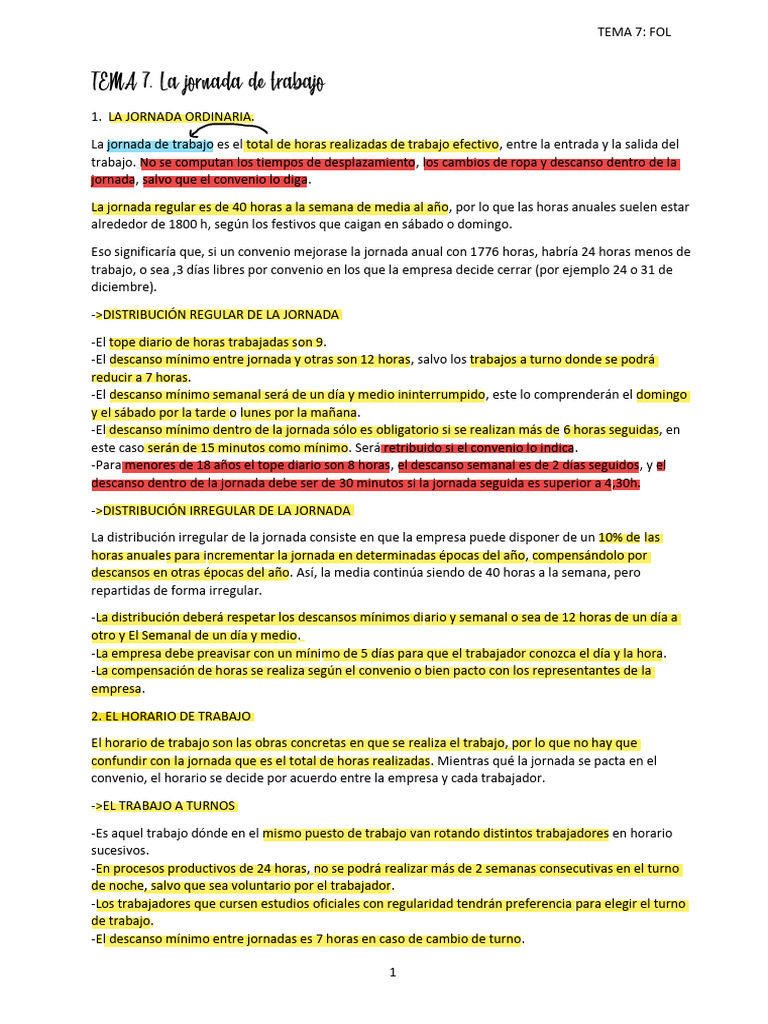 Tema 7 Fol | PDF | Tiempo de trabajo | Salario