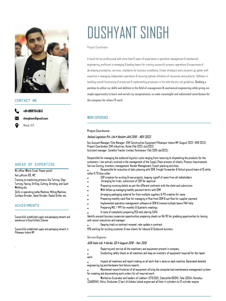 Dushyant Resume (March 2024) | PDF | Logistics | Engineering