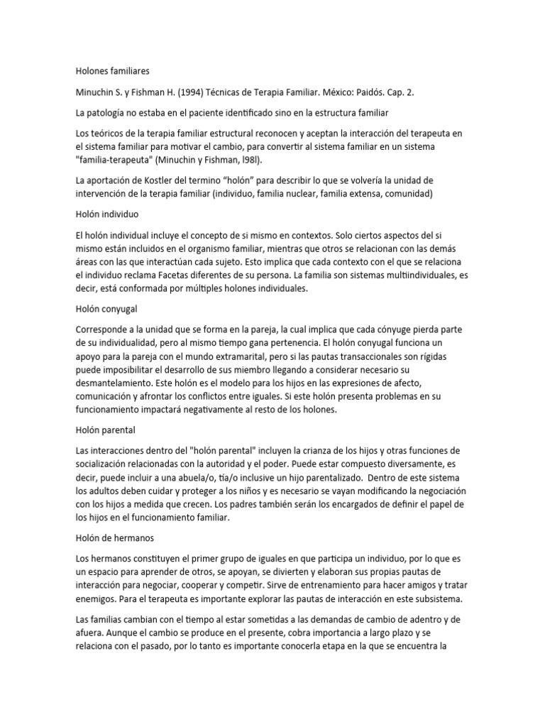 Terapia Familiar-Holones Familiares | PDF | Terapia familiar | Sicología