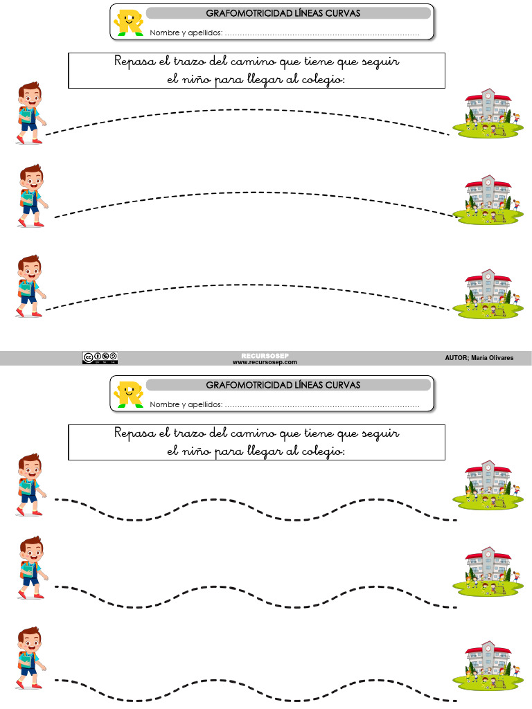 Fichas Grafomotricidad Lineas Curvas | PDF