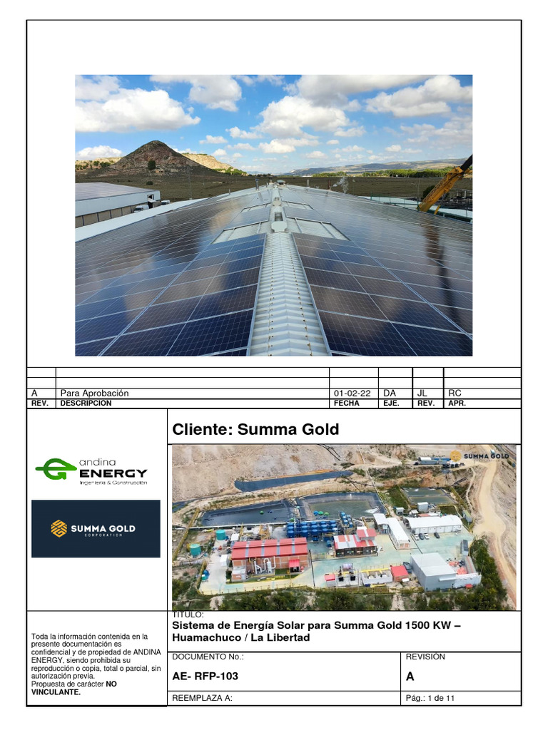 Propuesta Tecnica Solar Summa Gold - V1 | PDF | Fotovoltaica | Sistema ...