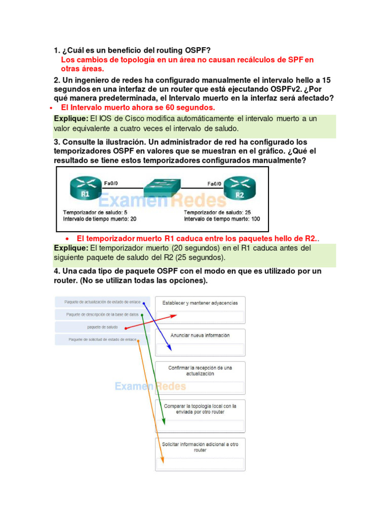 Examen Redes | Descargar gratis PDF | Enrutador (Computación) | Protocolos de internet