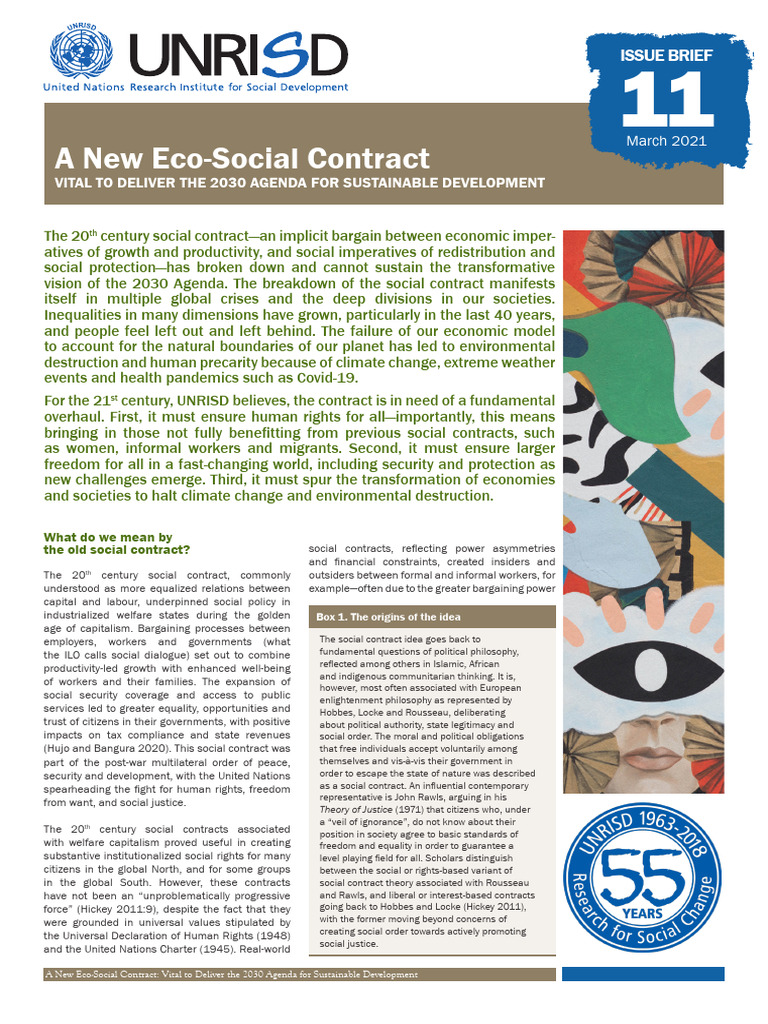 UNRISD - A New Eco-Social Contract | PDF | Sustainability | John Rawls