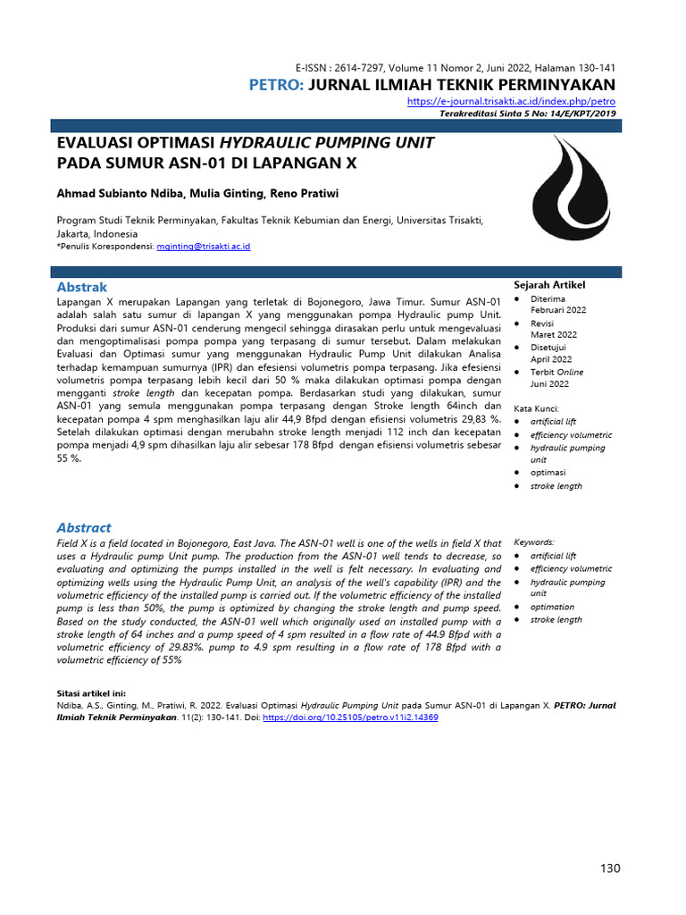 Jurnal Ilmiah Teknik Perminyakan Evaluasi Optimasi Hydraulic Pumping ...