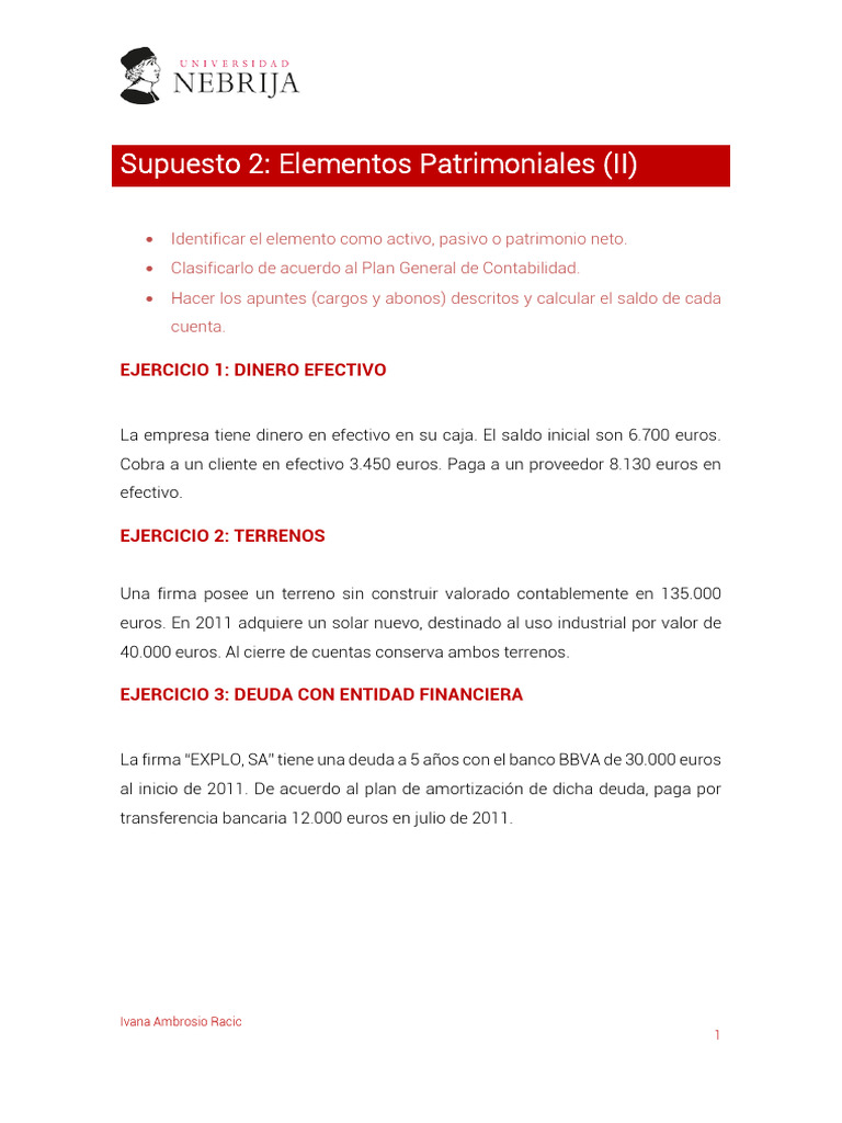 Supuesto 2 Elementos Patrimoniales 2 | PDF