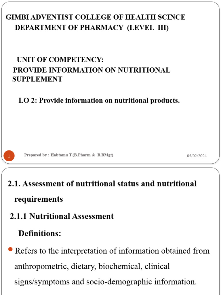 Nutritional Assessment Methods Guide | PDF | Nutrition | Diet & Nutrition