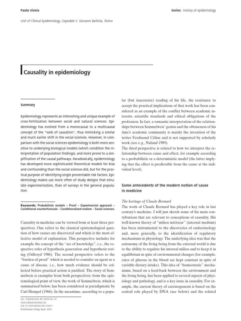 Causality in Epidemiology | Download Free PDF | Epidemiology | Causality