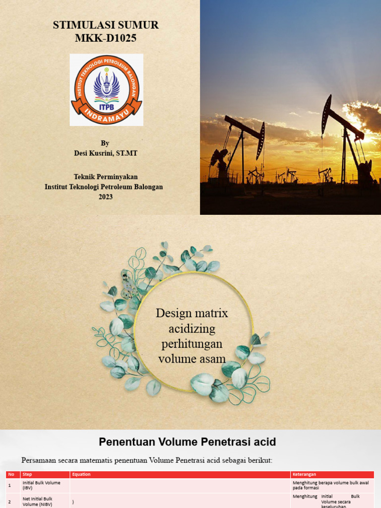 Perhitungan Volume Asam dalam Matrix Acidizing | PDF