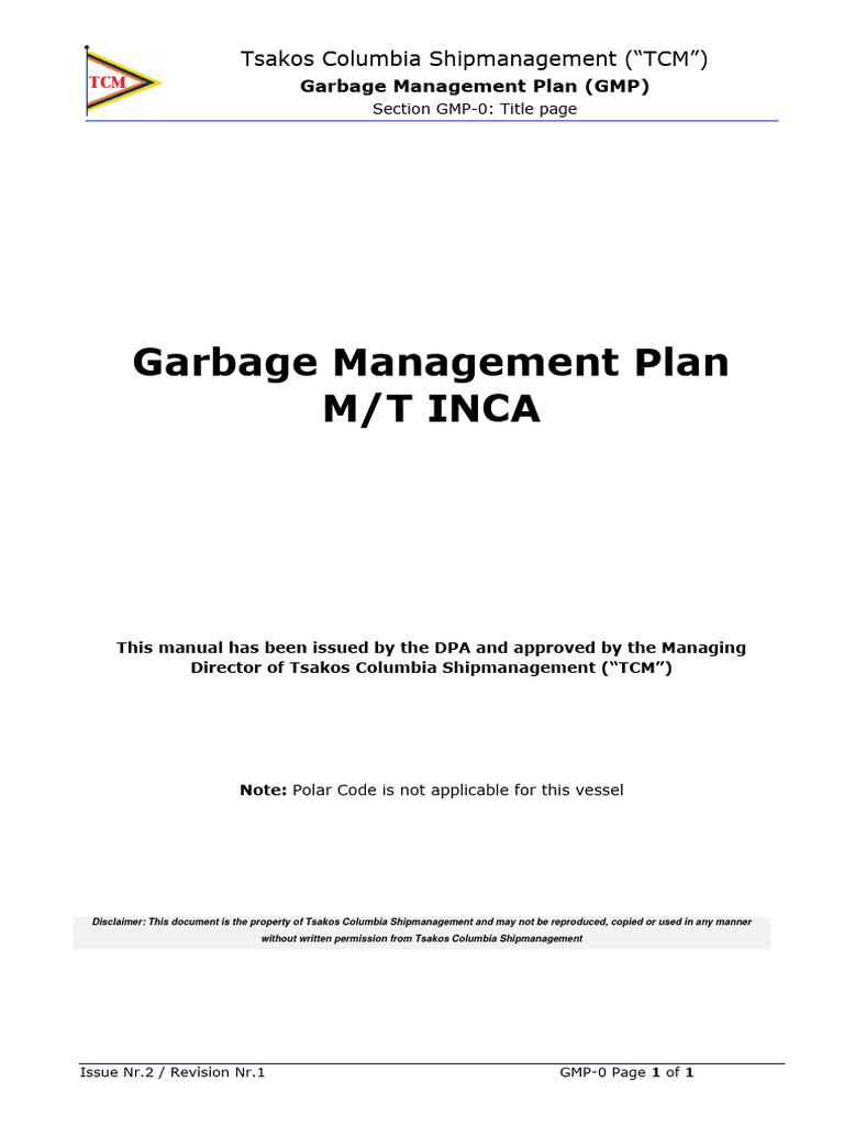 INCA-Garbage Management Plan - Issue No.2-Rev - No.1 | PDF | Rechargeable Battery | Waste