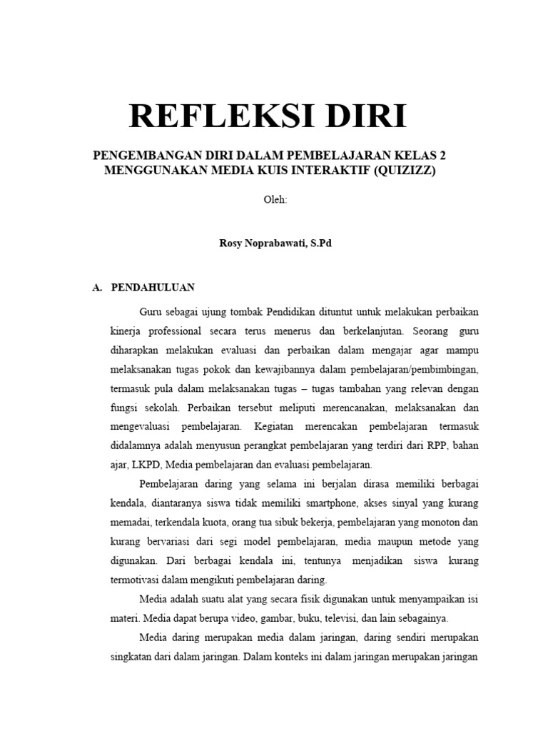 Refleksi Diri Evaluasi | PDF