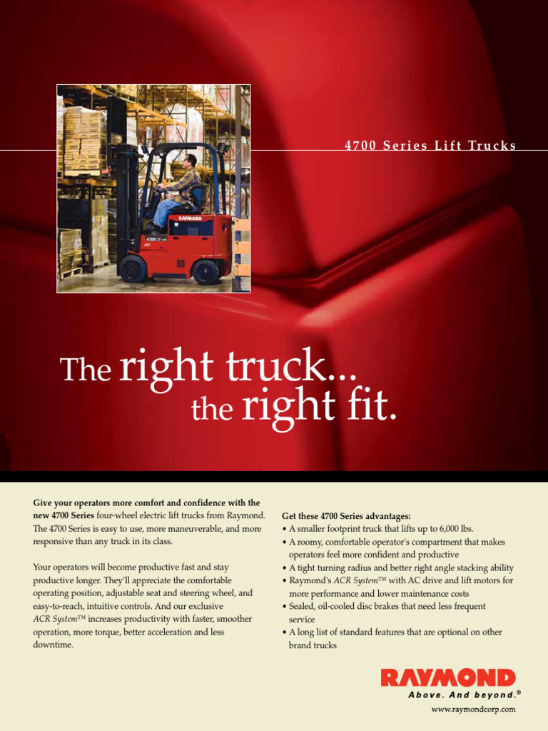 Raymond 4700 Sit Down Counterbalanced Spec 1010 | PDF | Truck | Motor ...