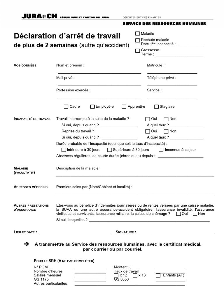06 Declaration Darret de Travail Maladie | PDF