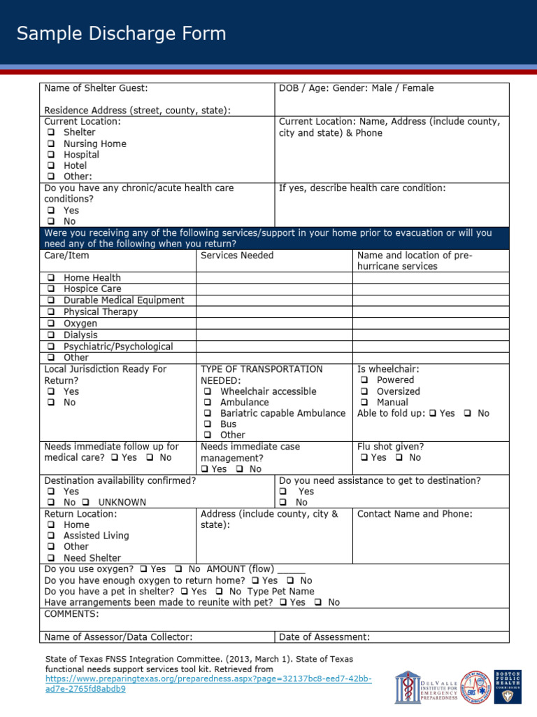 Sample Discharge Form | PDF | Medicine | Health Care
