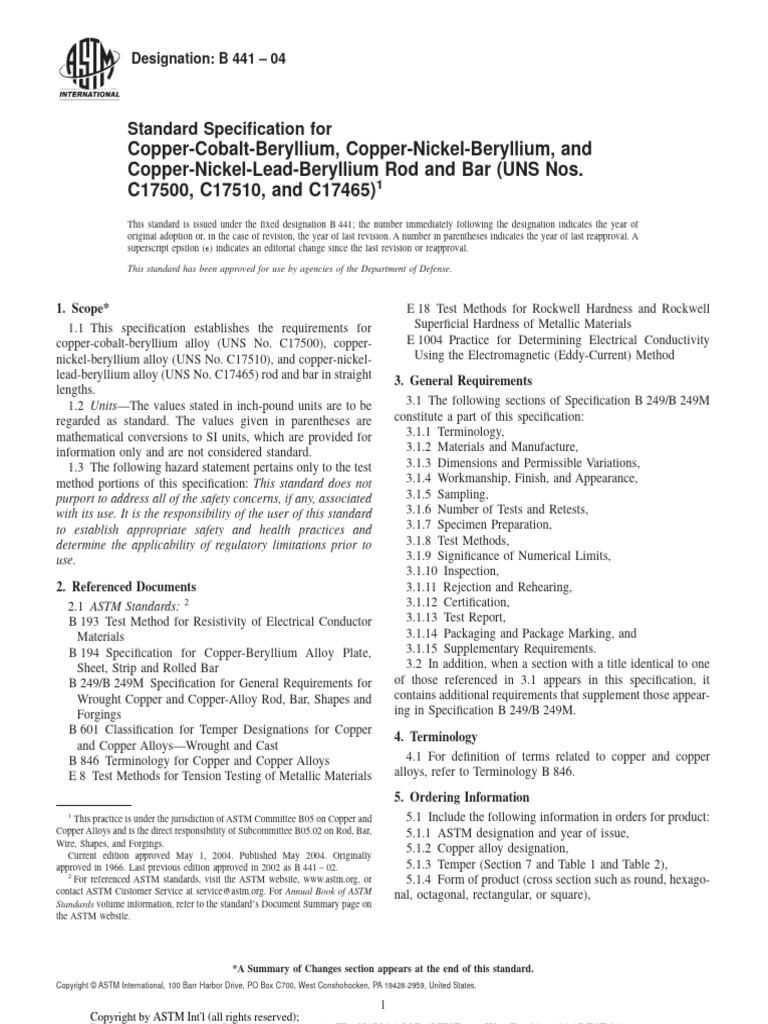 Astm B441.04 | Download Free PDF | Heat Treating | Copper