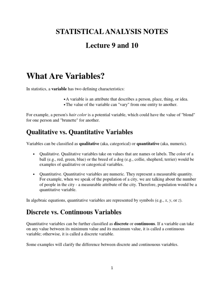 Understanding Variables in Statistics | PDF | Statistical Hypothesis ...