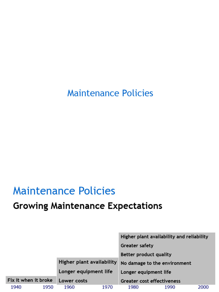 Maintenance Policies | PDF | Reliability Engineering | Safety
