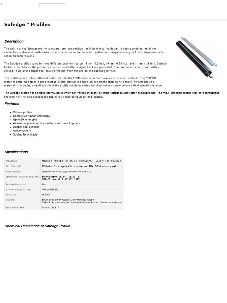 Safety SAFEDGE PRODUCT PROFILE | PDF | Chemical Substances | Materials