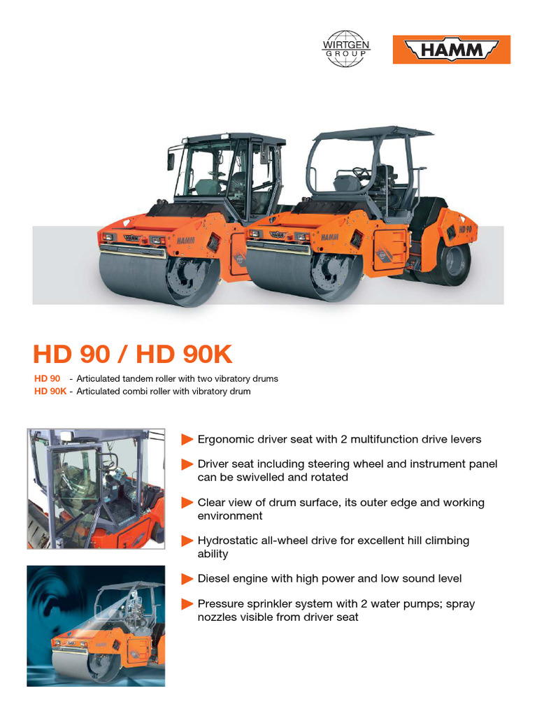 Hamm HD 90/90K Roller Specifications | PDF | Horsepower | Engines