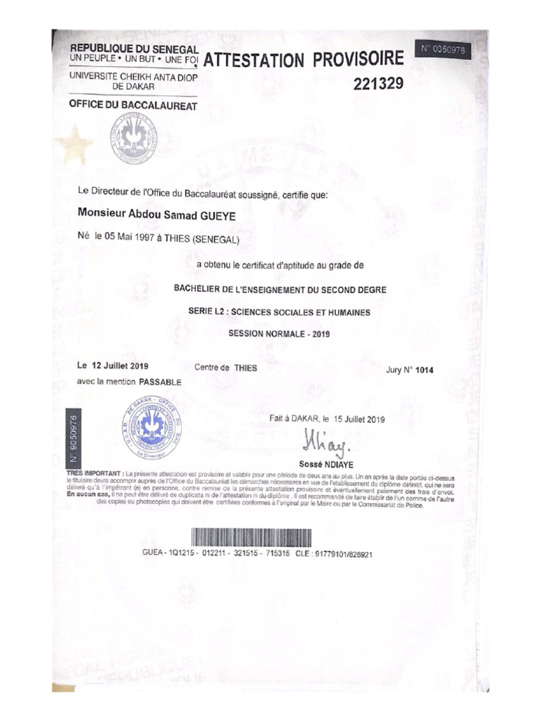 Attestation Provisoire | PDF